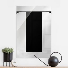 Bilderwelten Glasbild Buchstaben & Zahlen modern schwarz weiss Glas Wandbild - Antiqua Letter T - Deko Jugendzimmer