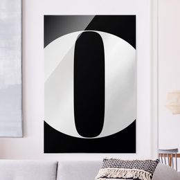 Bilderwelten Glasbild Buchstaben & Zahlen modern schwarz weiss Glas Wandbild - Antiqua Letter O Schwarz - Deko Jugendzimmer