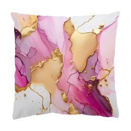 Bilderwelten Dekokissen pink Abstrakt - Goldenes Farbspiel mit Pink - Bett Couch Sofakissen Bezug & F&uuml;llung in 40x40 50x50 60x60
