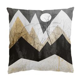 Bilderwelten Dekokissen Kissenbezug gold originell Abstrakt Aquarell - Goldene Berge &Auml;ste - Bett Couch Sofakissen Bezug & F&uuml;llung in 40x40 50x50 60x60
