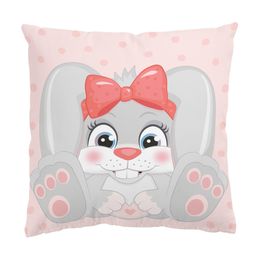 Bilderwelten Dekokissen Kissenbezug rosa Digital Art - Hasen - M&auml;dchen - Bett Couch Sofakissen Bezug & F&uuml;llung in 40x40 50x50 60x60