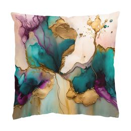 Bilderwelten Dekokissen Kissenbezug bunt Abstrakt - Goldene Zweige im Farbspiel - Bett Couch Sofakissen Bezug & F&uuml;llung in 40x40 50x50 60x60