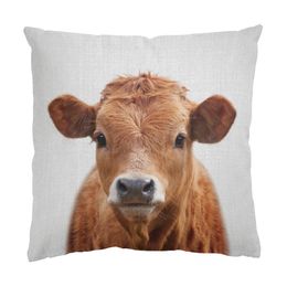 Bilderwelten Dekokissen schwarz weiss Tiere Motiv - Kuh Kathrin - Bett Couch Sofakissen Bezug & F&uuml;llung in 40x40 50x50 60x60