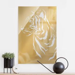 Bilderwelten Glasbild Safari Tiere - Portrait Tiger Beige