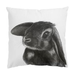 Bilderwelten Dekokissen Kissenbezug schwarz weiss Tiere modern Aquarell - Hase Schwarz Wei&szlig; - Bett Couch Sofakissen Bezug & F&uuml;llung in 40x40 50x50 60x60