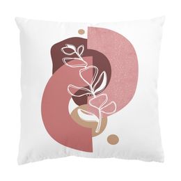Bilderwelten Dekokissen Geometrische Formen - Bl&auml;tter Rosa Gold