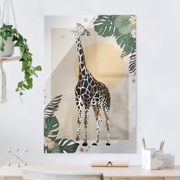 Bilderwelten Glasbild Tiere Tropisch beige Glas Wandbild - Safari Tiere - Giraffe - Giraffen Jugendzimmer