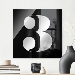 Bilderwelten Glasbild Buchstaben & Zahlen modern schwarz Glas Wandbild - Antiqua Zahl 3 - Deko Jugendzimmer