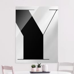 Bilderwelten Glasbild Buchstaben & Zahlen modern schwarz weiss Glas Wandbild - Antiqua Letter Y - Deko Jugendzimmer
