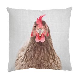 Bilderwelten Dekokissen Kissenbezug schwarz weiss Tiere Motiv - Henne Henriette - V&ouml;gel Sofakissen Bezug & F&uuml;llung in 40x40 50x50 60x60