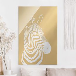 Bilderwelten Glasbild Safari Tiere - Portrait Zebra Beige