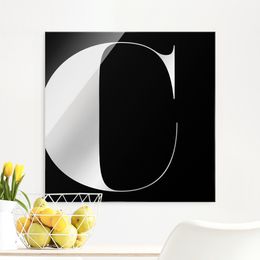 Bilderwelten Glasbild Buchstaben & Zahlen modern schwarz weiss Glas Wandbild - Antiqua Letter C Schwarz - Deko Jugendzimmer