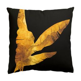 Bilderwelten Dekokissen Kissenbezug gold Tropisch - Gold - Bananenpalme auf Schwarz - Pflanzen Sofakissen Bezug & F&uuml;llung in 40x40 50x50 60x60