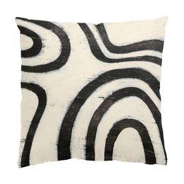 Bilderwelten Dekokissen Kissenbezug schwarz weiss originell Vintage - Gemalte Schwarze Wellen - Geometrisch Sofakissen Bezug & F&uuml;llung in 40x40 50x50 60x60