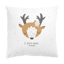 Bilderwelten Dekokissen braun Tiere Illustration - I just need a hug - Hirsch - Hirsch Sofakissen Bezug & F&uuml;llung in 40x40 50x50 60x60