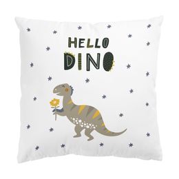 Bilderwelten Dekokissen Kissenbezug grau Tiere modern - Dino Liebe - Hello - Dinosaurier Sofakissen Bezug & F&uuml;llung in 40x40 50x50 60x60
