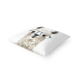 Bilderwelten Dekokissen weiss Tiere Illustration - Hippes Lama mit Brille III - Bett Couch Sofakissen Bezug & F&uuml;llung in 40x40 50x50 60x60