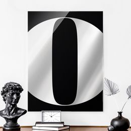 Bilderwelten Glasbild Buchstaben & Zahlen modern schwarz weiss Glas Wandbild - Antiqua Letter O Schwarz - Deko Jugendzimmer