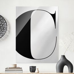 Bilderwelten Glasbild Buchstaben & Zahlen modern schwarz weiss Glas Wandbild - Antiqua Letter C - Deko Jugendzimmer