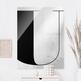 Bilderwelten Glasbild Buchstaben & Zahlen modern schwarz weiss Glas Wandbild - Antiqua Letter U - Deko Jugendzimmer