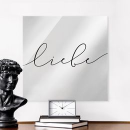 Bilderwelten Glasbild Spr&uuml;che modern weiss Glas Wandbild - Liebe Kalligraphie - Spr&uuml;che Wohnzimmer Schlafzimmer