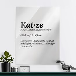 Bilderwelten Glasbild Tiere modern schwarz weiss Glas Wandbild - Die Definition von Katze - Lustig Wohnzimmer Schlafzimmer