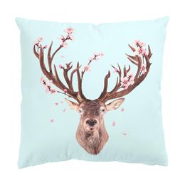 Bilderwelten Dekokissen Hirsch mit Kirschbl&uuml;ten