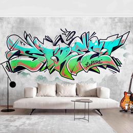 Bilderwelten Fototapete Graffiti Art Street Bunt Urban 3D modern Street Tapete Wohnzimmer Skater Mauer Betonwand Jugendzimmer
