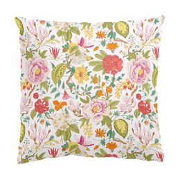 Bilderwelten Dekokissen Kissenbezug bunt Illustration - Illustriertes Blumen Chinoiserie Muster auf Hellrosa - Bett Couch Sofakissen Bezug-in 40x40 50x50 60x60