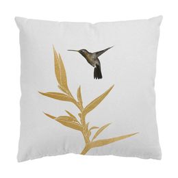 Bilderwelten Dekokissen gold Tiere Tropisch - Kolibri und tropische goldene Bl&uuml;te II - Pflanzen Sofakissen Bezug & F&uuml;llung in 40x40 50x50 60x60