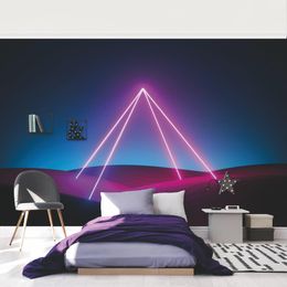 Bilderwelten Fototapete Vliestapete Neon Art 3D-Effekt pink - Neonlichtpyramide - Deko Jugendzimmer