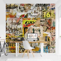 Bilderwelten Fototapete Alte Plakatwand II Art Urban 3D modern Street Tapete Wohnzimmer Skater Mauer Jugendzimmer Betonwand