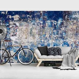 Bilderwelten Fototapete Shabby Wand in Blau