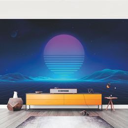 Bilderwelten Fototapete Vliestapete Vintage Wandtapete blau - Retro Video in Blau - Retro Jugendzimmer