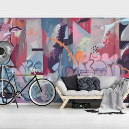 Bilderwelten Fototapete Spr&uuml;che Shabby Graffiti bunt - Graffiti Wand - Spr&uuml;che Jugendzimmer