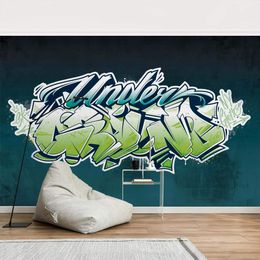 Bilderwelten Fototapete Graffiti Art Underground Bunt Urban 3D modern Street Tapete Wohnzimmer Skater Mauer Betonwand Jugendzimmer