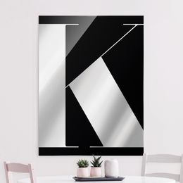 Bilderwelten Glasbild Buchstaben & Zahlen modern schwarz weiss Glas Wandbild - Antiqua Letter K Schwarz - Deko Jugendzimmer
