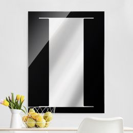 Bilderwelten Glasbild Buchstaben & Zahlen modern schwarz weiss Glas Wandbild - Antiqua Letter I Schwarz - Deko Jugendzimmer