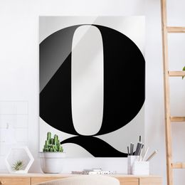 Bilderwelten Glasbild Buchstaben & Zahlen modern schwarz weiss Glas Wandbild - Antiqua Letter Q - Deko Jugendzimmer
