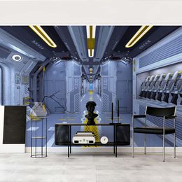 Bilderwelten Fototapete Fahrzeuge Digital Art 3D-Effekt grau - Sci-Fi Raumschiff Innenraum - Fahrzeuge Jugendzimmer
