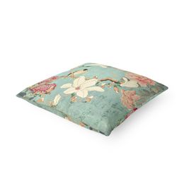 Bilderwelten Dekokissen Kissenbezug t&uuml;rkis Blumen Vintage - Chinesischer Magnoliengarten - Retro Sofakissen Bezug & F&uuml;llung in 40x40 50x50 60x60