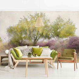 Bilderwelten Fototapete Wald modern Wandtapete gr&uuml;n - Vertr&auml;umter Baum im Sommer - B&auml;ume Wohnzimmer Schlafzimmer