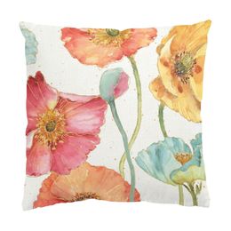 Bilderwelten Dekokissen bunt Blumen modern - Bunte Bl&uuml;ten mit Gold - Blumenwiese Sofakissen Bezug & F&uuml;llung in 40x40 50x50 60x60