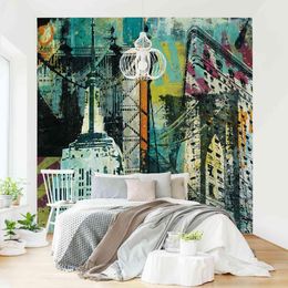 Bilderwelten Fototapete originell Abstrakt Wandtapete gr&uuml;n - NY Graffiti - Architektur Wohnzimmer Schlafzimmer