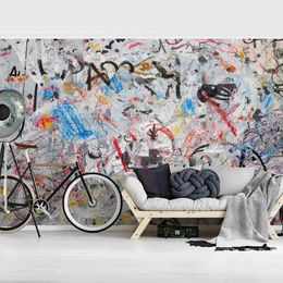 Bilderwelten Fototapete Vliestapete Shabby Graffiti bunt - Grafische Street Art Kollage - Deko Jugendzimmer