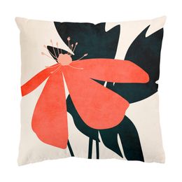 Bilderwelten Dekokissen rosa Blumen modern - Florale Sch&ouml;nheit Rosa und Blau - Bett Couch Sofakissen Bezug & F&uuml;llung in 40x40 50x50 60x60
