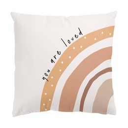 Bilderwelten Dekokissen beige Spr&uuml;che Illustration - Boho Regenbogen - You are loved - Regenbogen Sofakissen Bezug & F&uuml;llung in 40x40 50x50 60x60