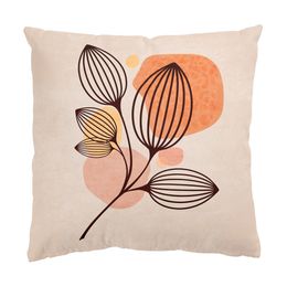 Bilderwelten Dekokissen Kissenbezug beige Abstrakt - Boho Bl&auml;tter V - Pflanzen Sofakissen Bezug & F&uuml;llung in 40x40 50x50 60x60
