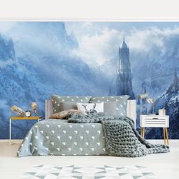 Bilderwelten Fototapete Stadt Illustration Wandtapete blau - Phantastisches Schloss im Schnee - Architektur Jugendzimmer