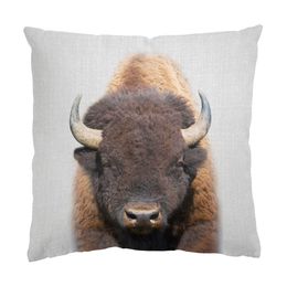 Bilderwelten Dekokissen Kissenbezug schwarz weiss Tiere Motiv - B&uuml;ffel Bertram - Bett Couch Sofakissen Bezug & F&uuml;llung in 40x40 50x50 60x60